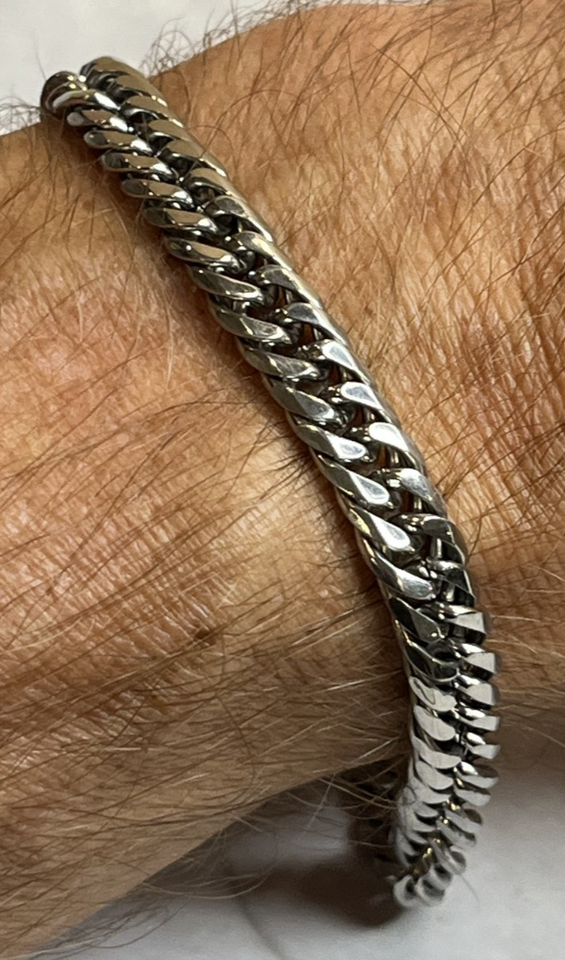 Macy's Hickey Freeman Men's 8mm Cuban Link Stainless Steel Bracelet new ...