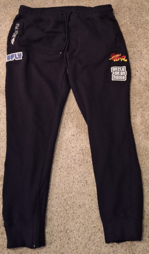 Born Fly Sweatpants Joggers Black Patches Pocket 100% Cotton Mens XL ...