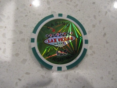 $25 Green Laser Holo Casino Chip Las Vegas Welcome Sign + FREE Poker ...