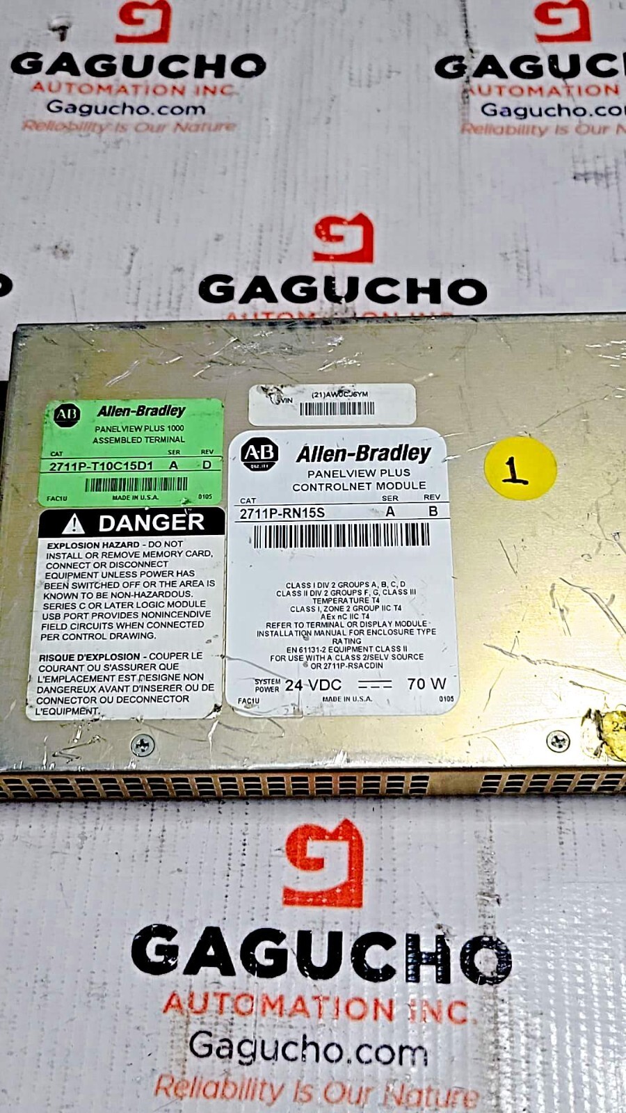 Allen Bradley 2711P-RN15S Ser A PanelView Plus 700-1500 ControlNet Comm ...