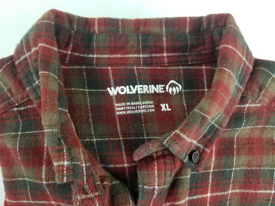 Wolverine Men's Button Up Shirt Long Sleeve Flannel Size XL Plaid #41 ...