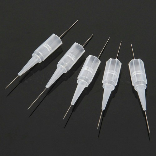 50pcs 1R Tattoo Eyebrow Needles 0.4mm + 50PCS Round Mouth 1R Tips Caps ...