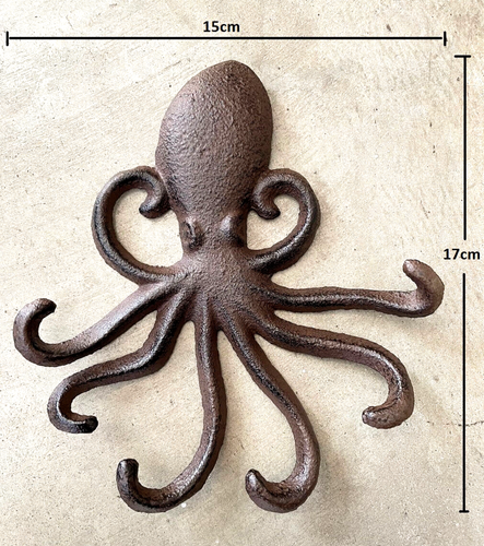 Cast Iron Octopus Garden Figure Wall Ornament Key Ring Hook Rustic ...