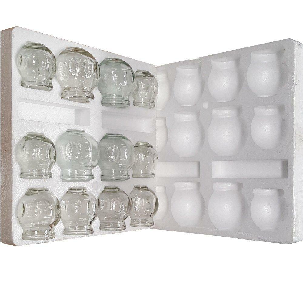 12 pc Fire Glass Cupping Set Jars Professional Quality (4 cups #3 ...