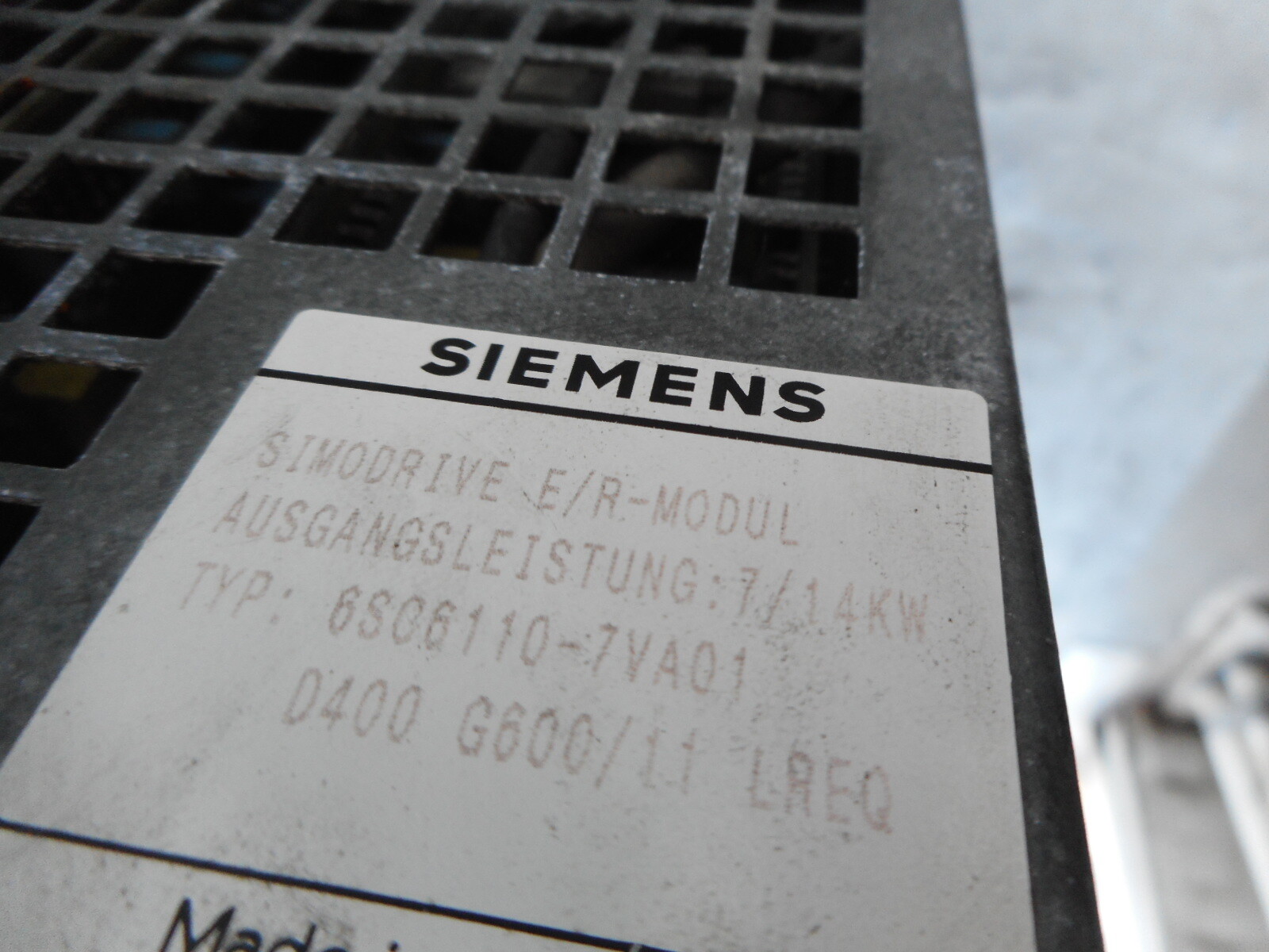 SIEMENS SERVO-DRIVE - SIMODRIVE 611 Infeed Regen module 7/14 kW ...