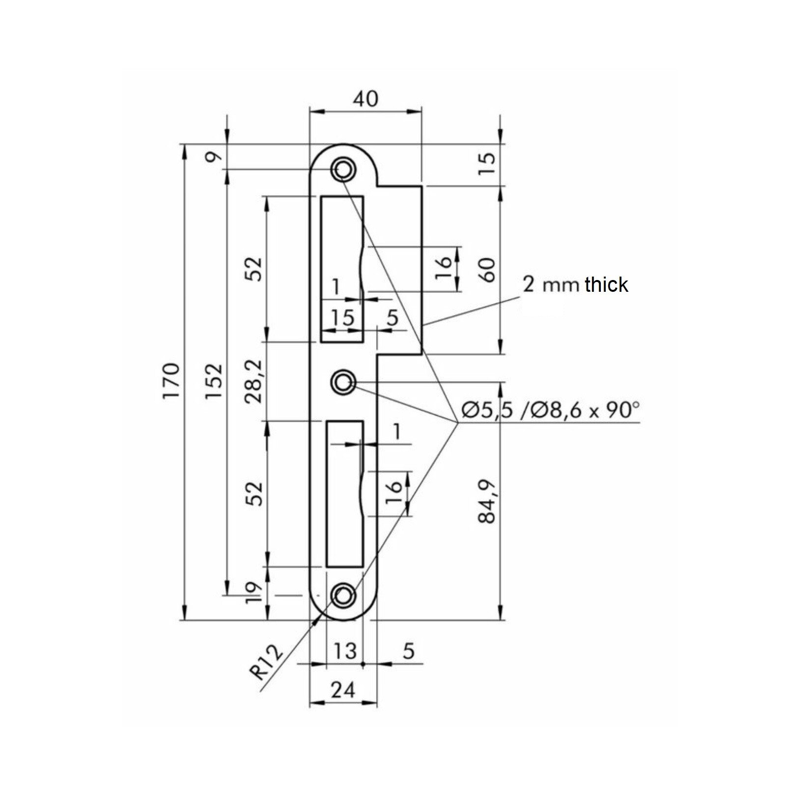 Stainless Steel Strike Locking Door Plates for Sash Door Locks ...