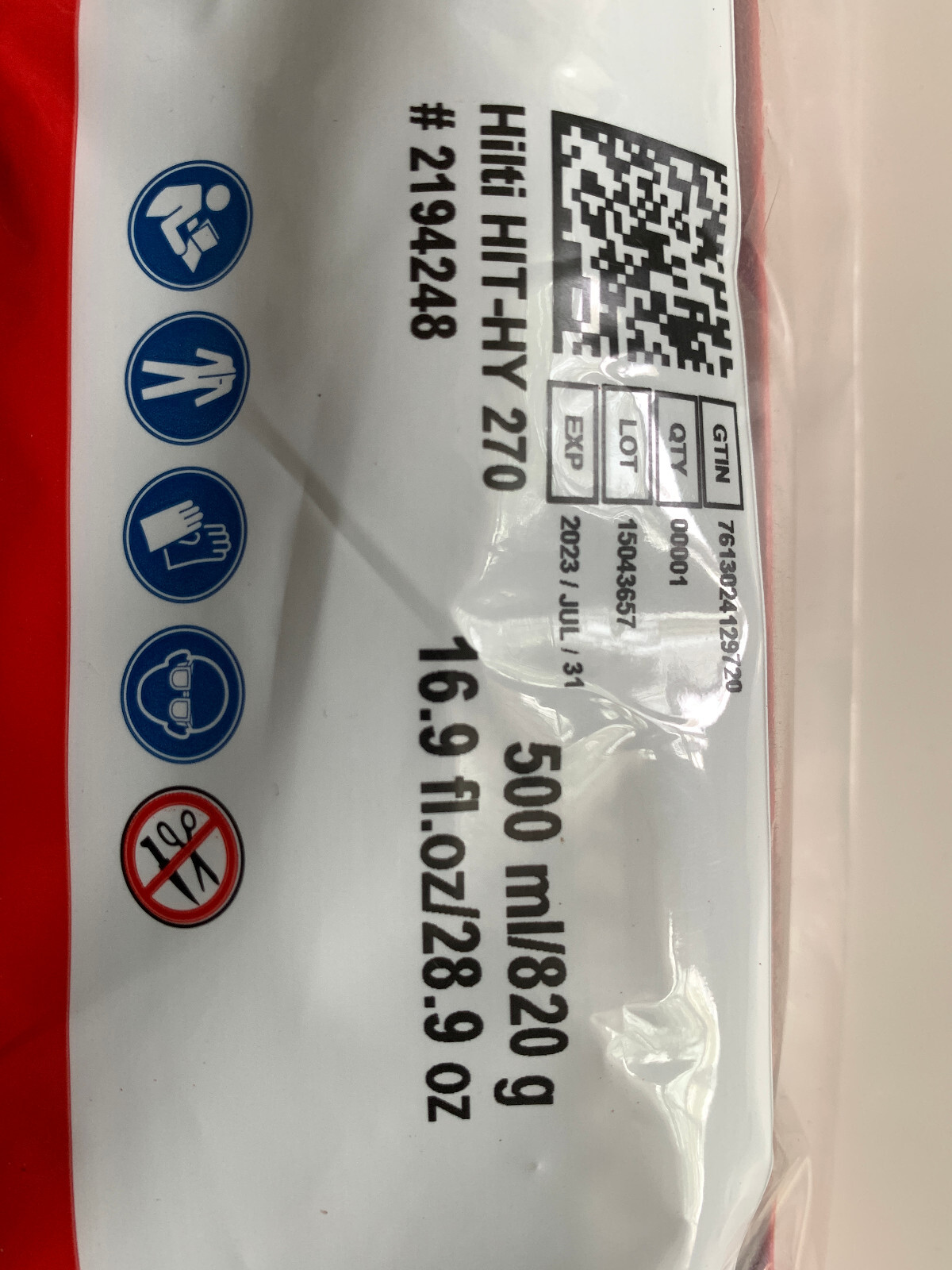 Hilti Hit Hybrid Adhesive HY 270 330ml/540g/19.0 Oz. Set of 3 for sale ...