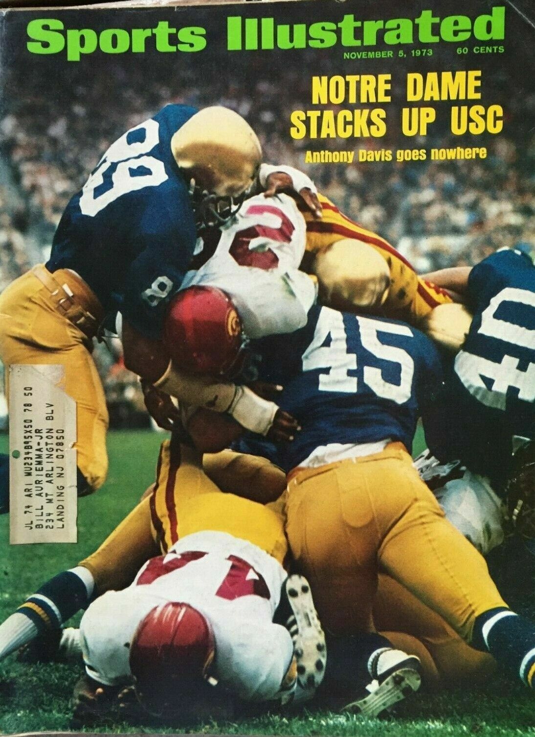November 5, 1973 Anthony Davis USC Trojans Football SPORTS ILLUSTRATED ...