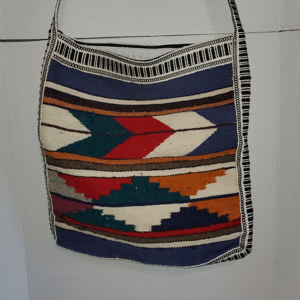 ECUADOR NATIVE INCA ART HANDMADE WOOL & COTTON HAND BAG TOTE PURSE ...