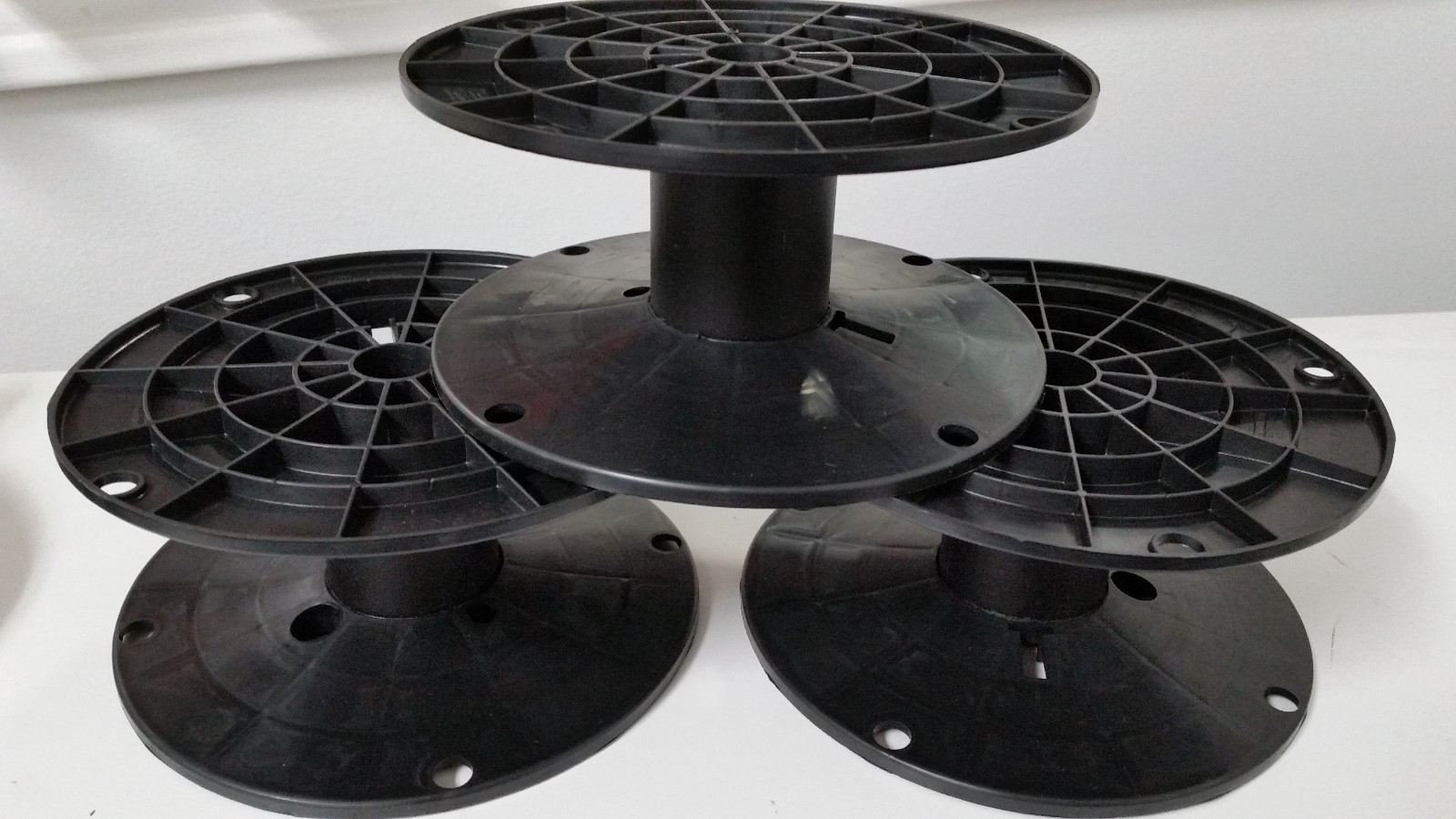 LOT OF 45 Black Plastic Spool Cable Wire Reel 6 1/2 " Dia x 3" H WITH 3 ...