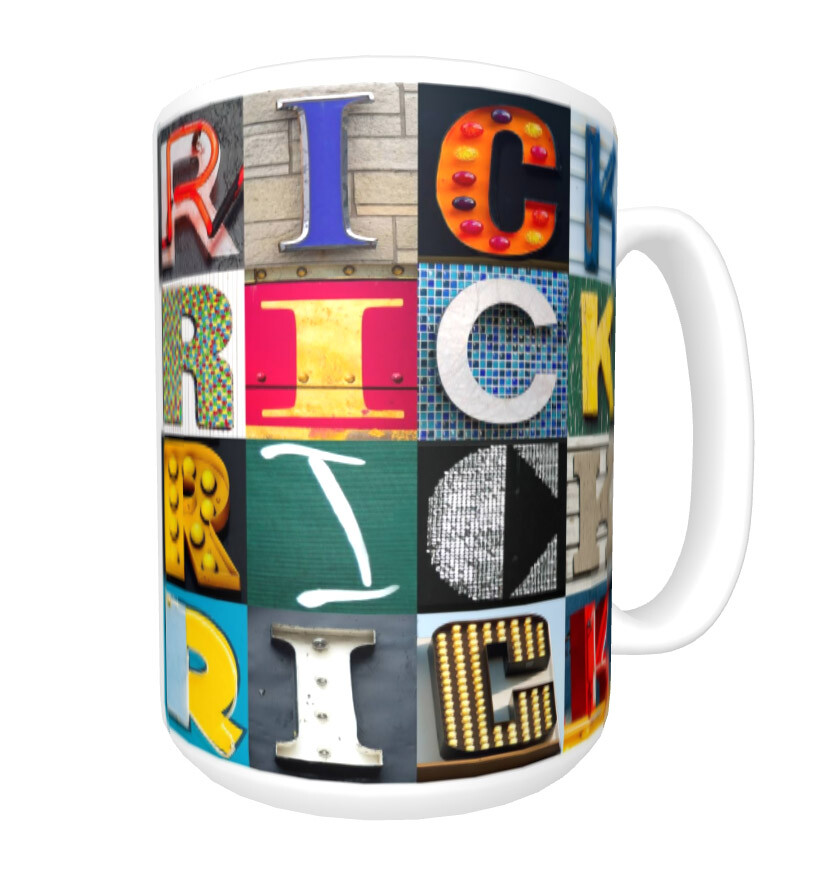 RICK Coffee Mug / Cup featuring the name in photos of sign letters | eBay
