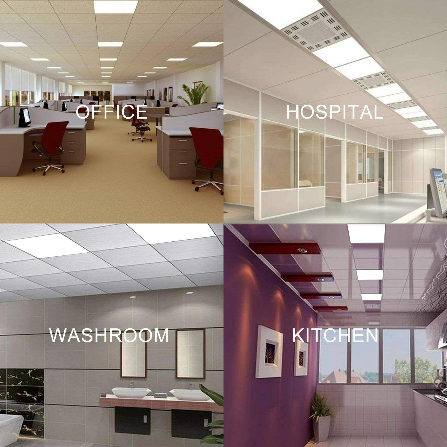 4x 2x4Ft LED Panel Light Drop Ceiling 75W 5000K Ultra-thin Home/Office ...