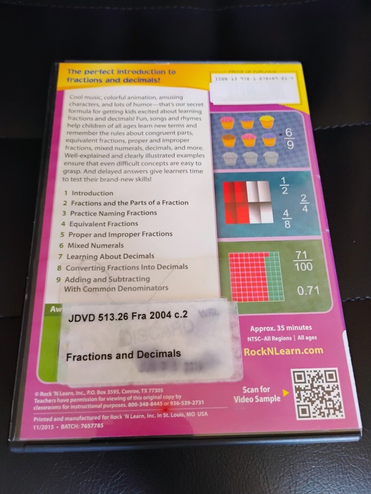Rock N Learn: Beginning Fractions and Decimals (DVD) 725696898129 | eBay