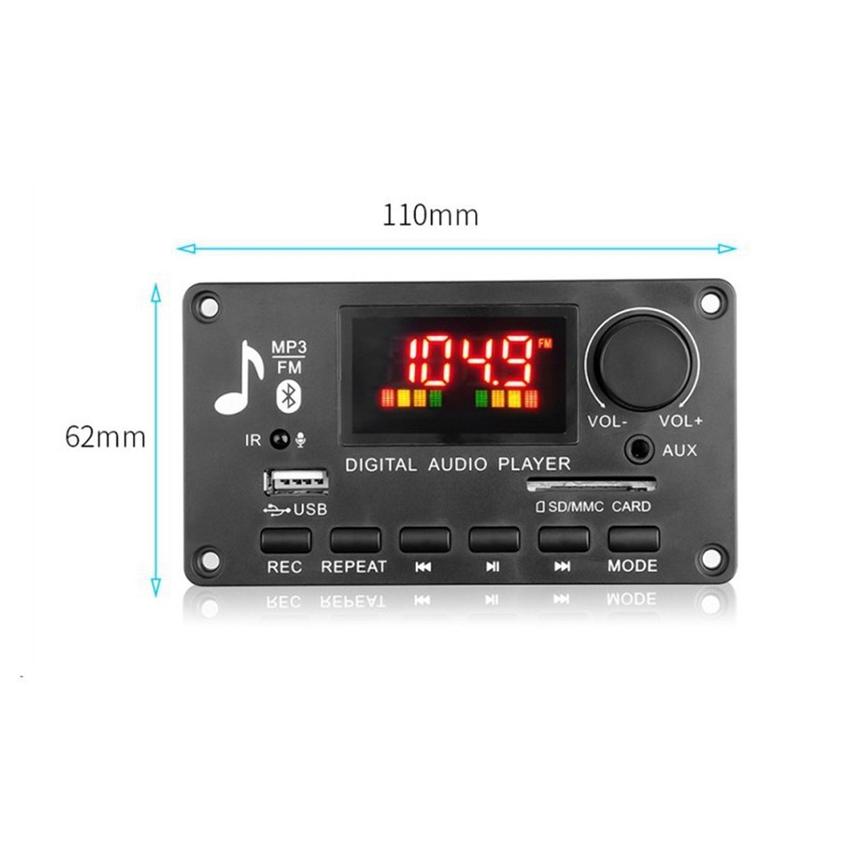 Color Screen MP3 Player Decoder Board 2X40W Amplifier Call Recording BT ...