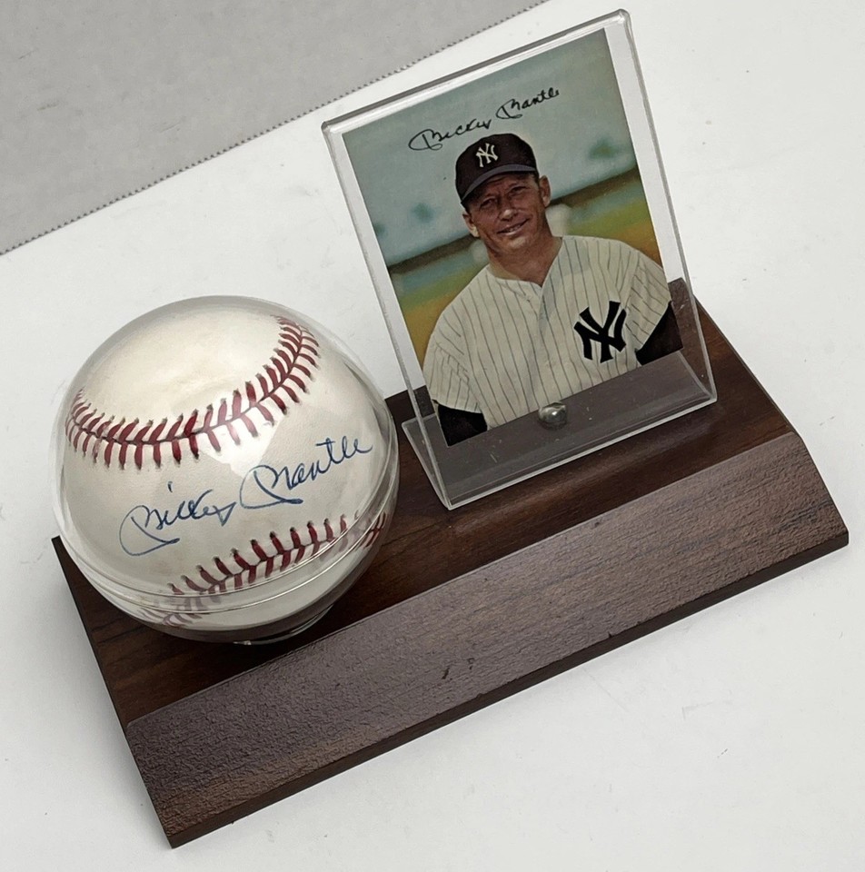 Mickey Mantle Autograph OAL Bobby Brown Baseball and Holder with ...