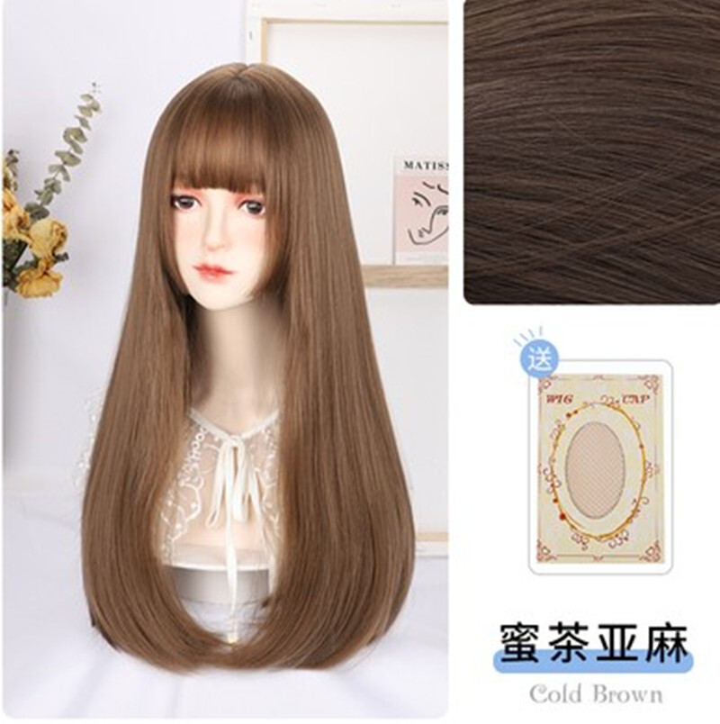 Japanese Girl Wig Hair Long Straight Hair Woman Hairpieces Sweet | eBay