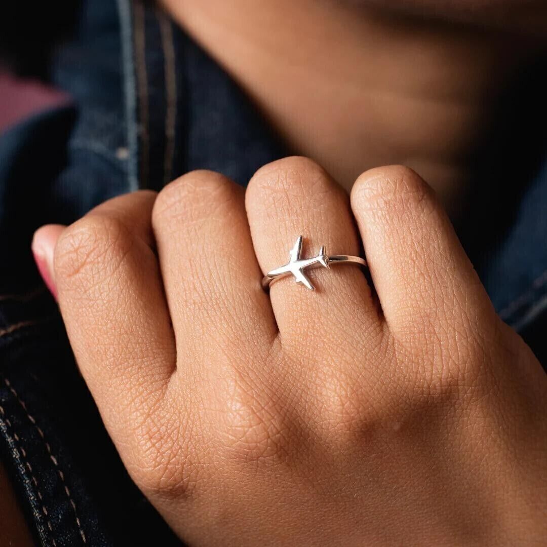 925 Sterling Silver Free Size Airplane Ring/ Unisex/ #pilotslife # ...
