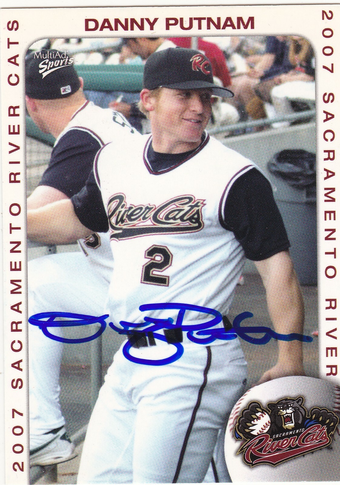 DANNY PUTNAM SACRAMENTO RIVER CATS SIGNED BASEBALL CARD OAKLAND A'S ...