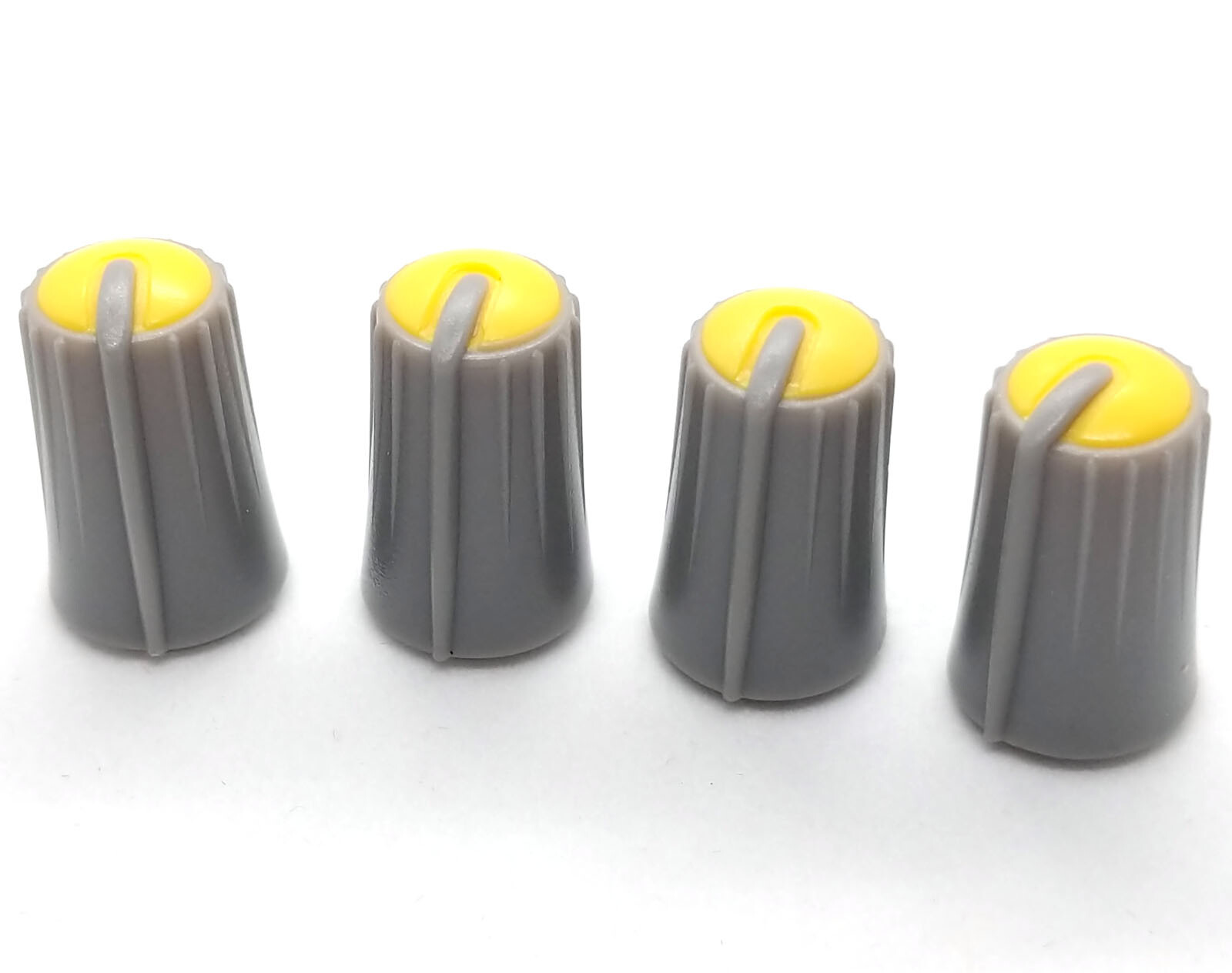 4 Grey & Yellow D-Shaft Knobs 6mm 270 Degree DJ-TECH BEHRINGER ...