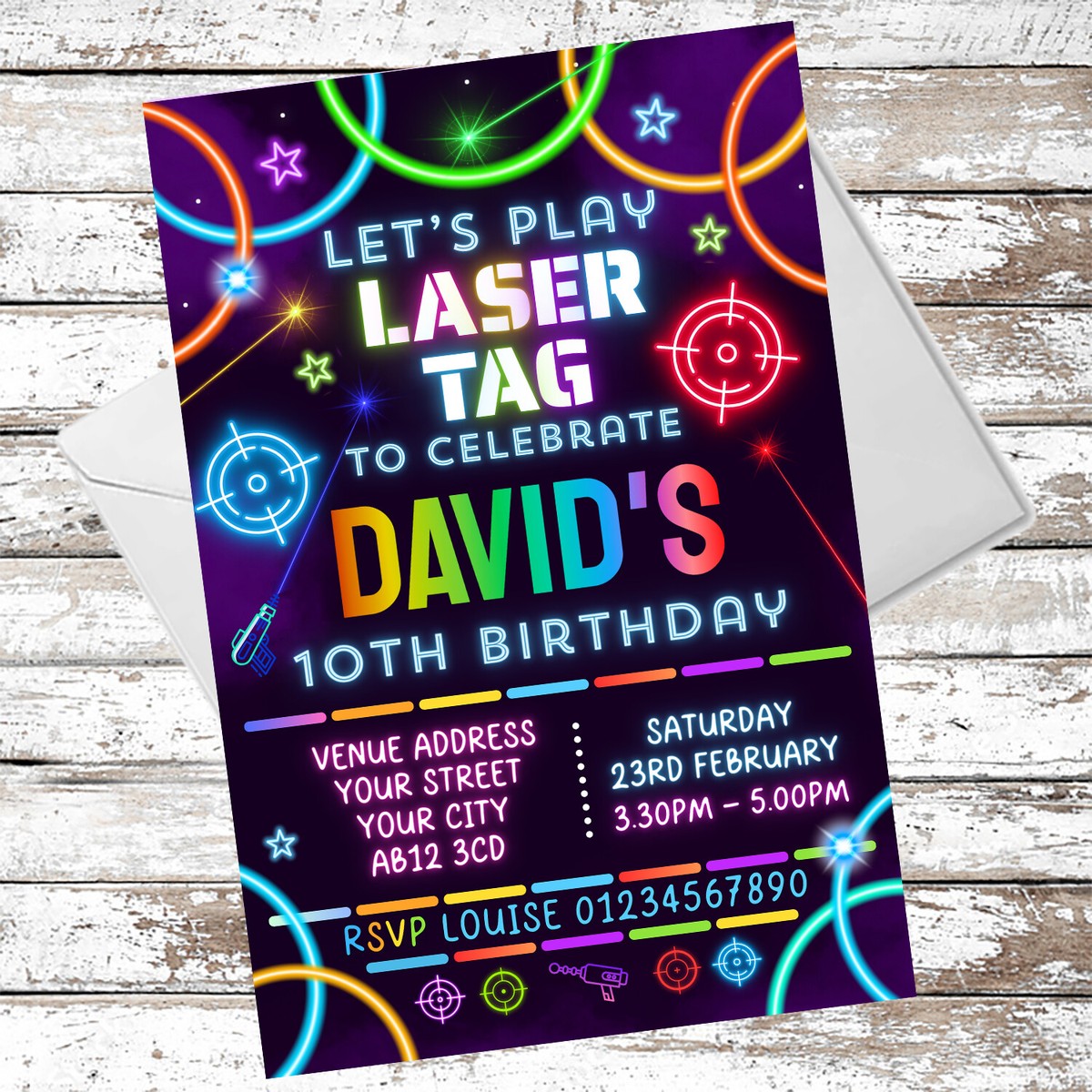 Lazer Tag Birthday Party Invitation