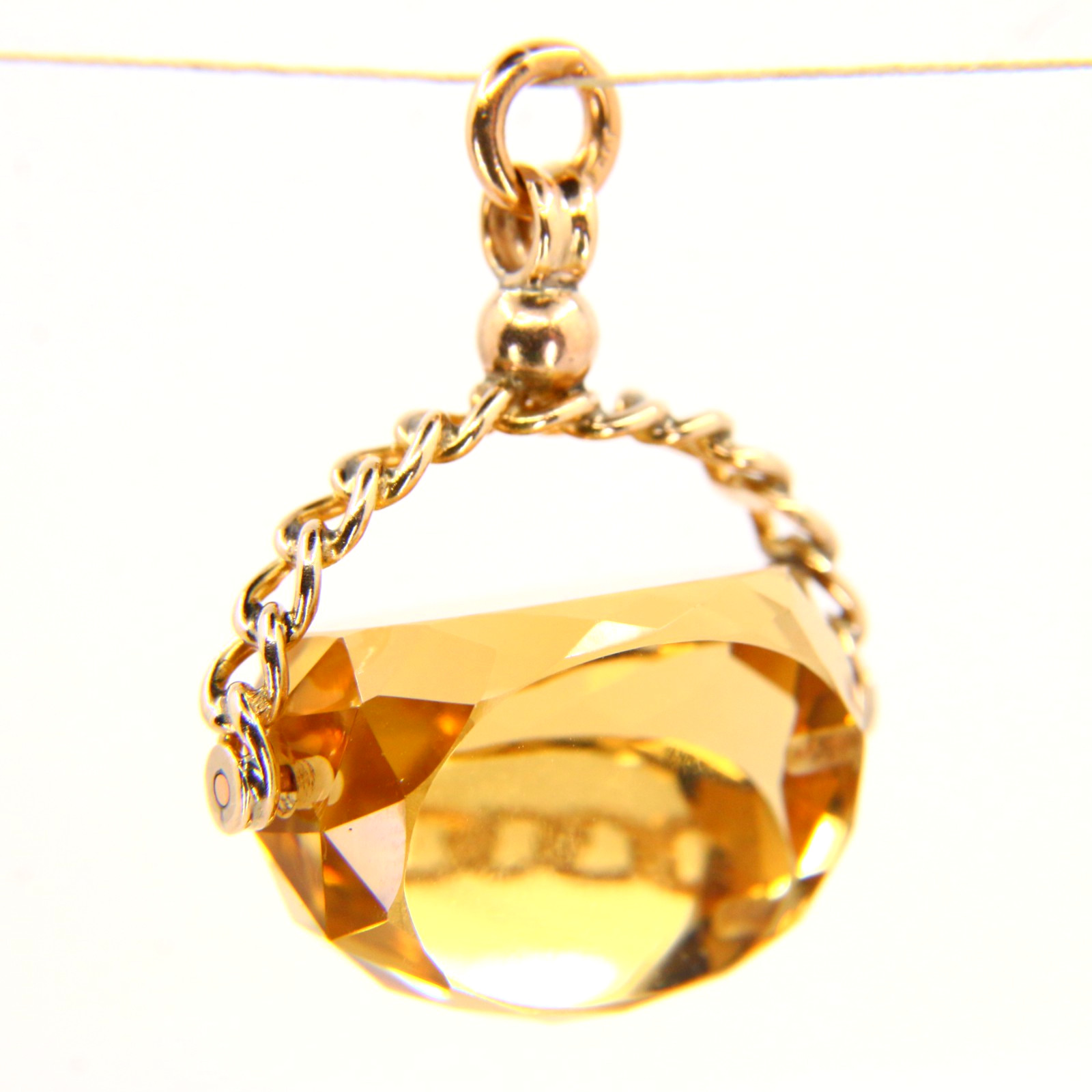 Vintage 9ct Hallmarked Gold Citrine Spinner Pendant S… - Gem