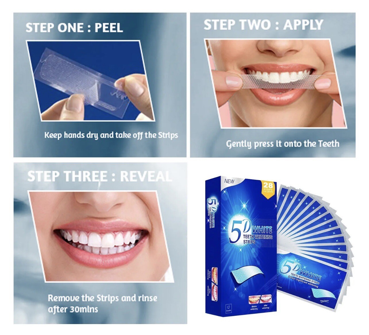 28 TEETH WHITENING STRIPS ADVANCED 14 DAY SUPPLY PROFESSIONAL TOOTH ...