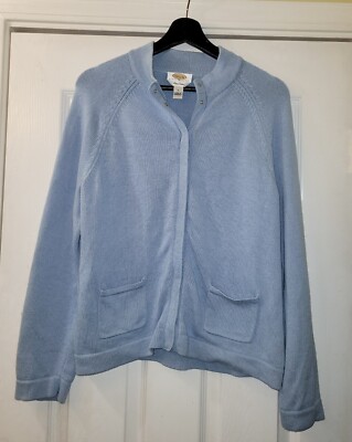 Talbot Large Petite Women's Snap Down Front Blue Cardigan | eBay