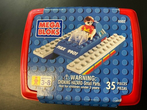 Vtg MEGA BLOKS RITVIK BLOCKS Square Figure Race Car Boat MBX 9901 35 ...