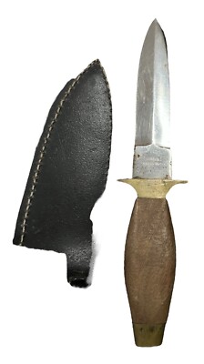 Vintage Pakistan Stainless Fixed Blade Boot Knife Brass and Wood Handle ...