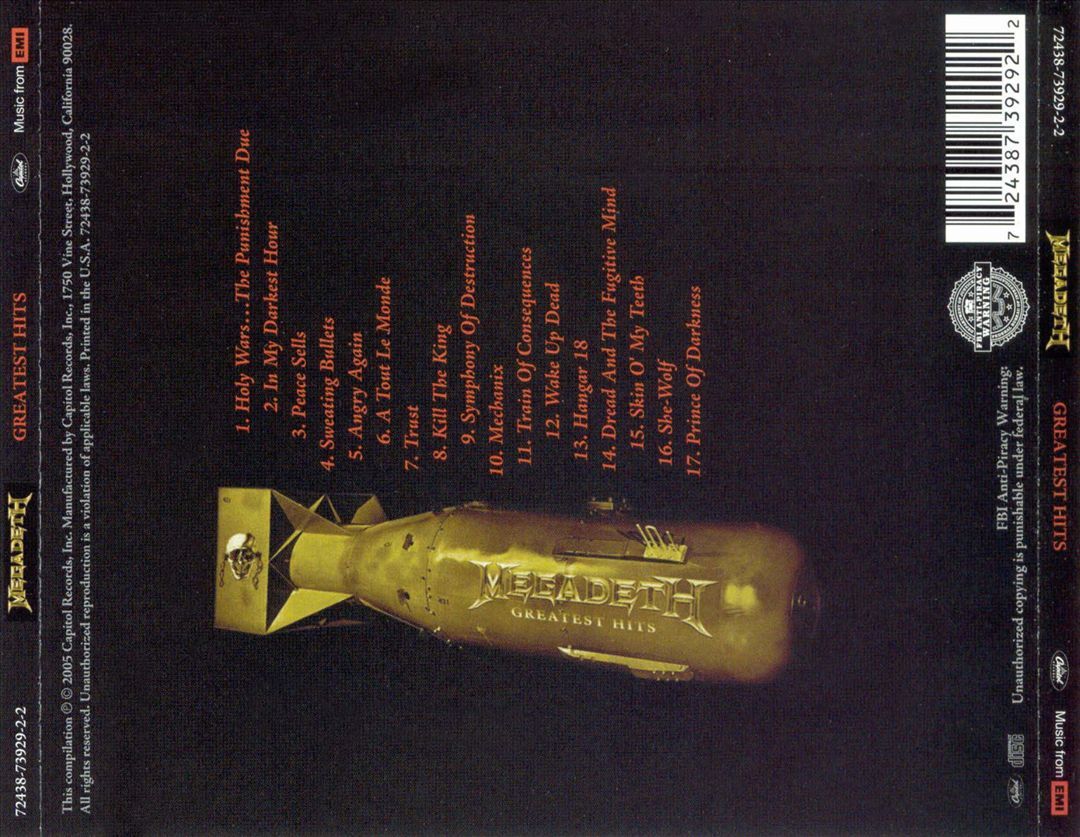 MEGADETH GREATEST HITS: BACK TO THE START NEW CD 724387392922| eBay