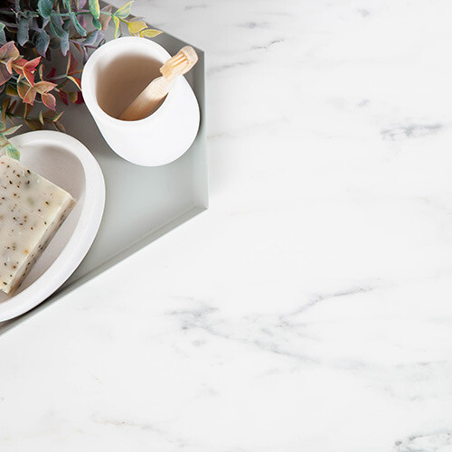 White Marble Solid Laminate Bathroom Worktop 12mm Thin Modern Worktops ...