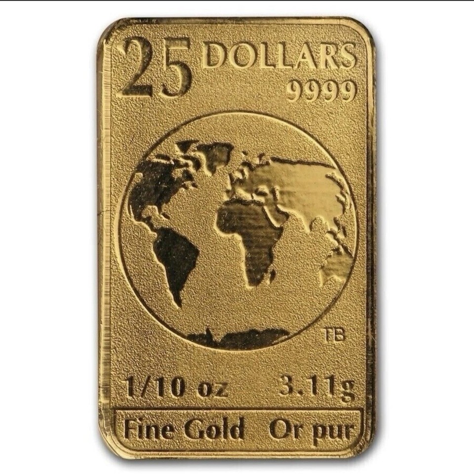 2016 Canada $25 1/10 oz .9999 Fine Gold Bar Queen Elizabeth II | eBay