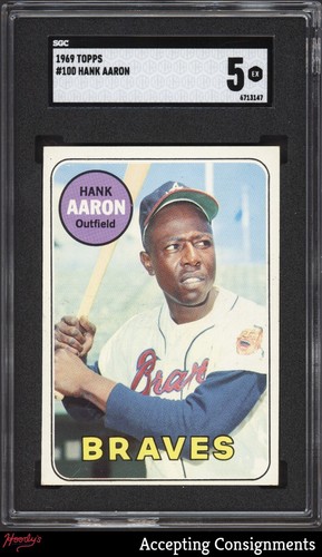 1969 Topps #100 Hank Aaron BRAVES SGC 5 EX EXCELLENT | eBay