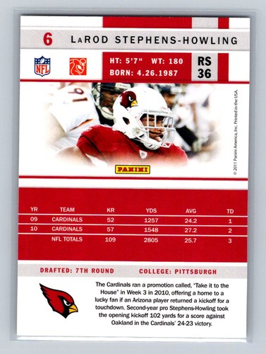 2011 Score #6 LaRod Stephens-Howling Arizona Cardinals | eBay