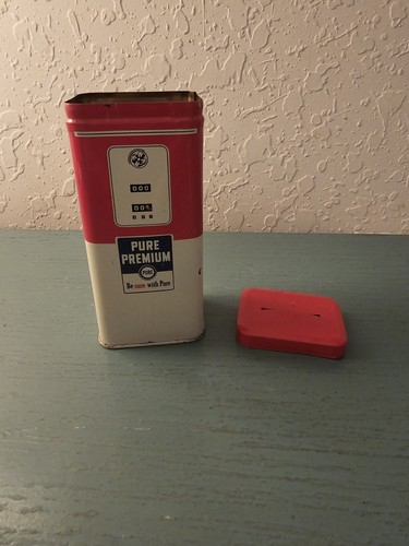 Vintage 1960 Pure Brand Pure Premium Gas Pump Tin Litho Coin Bank-Very ...