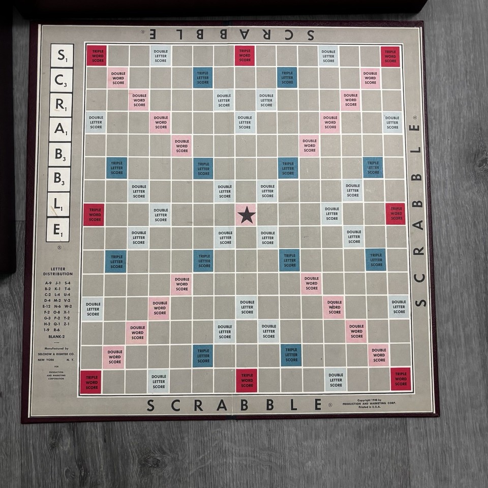 1948-1953 Vintage SCRABBLE Board Game Selchow & Righter Complete 100 ...