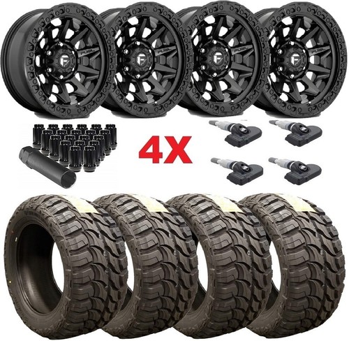 17 FUEL COVERT BLACK WHEELS RIMS TIRES MUD 33 12.50 17 MT TERRAIN ...