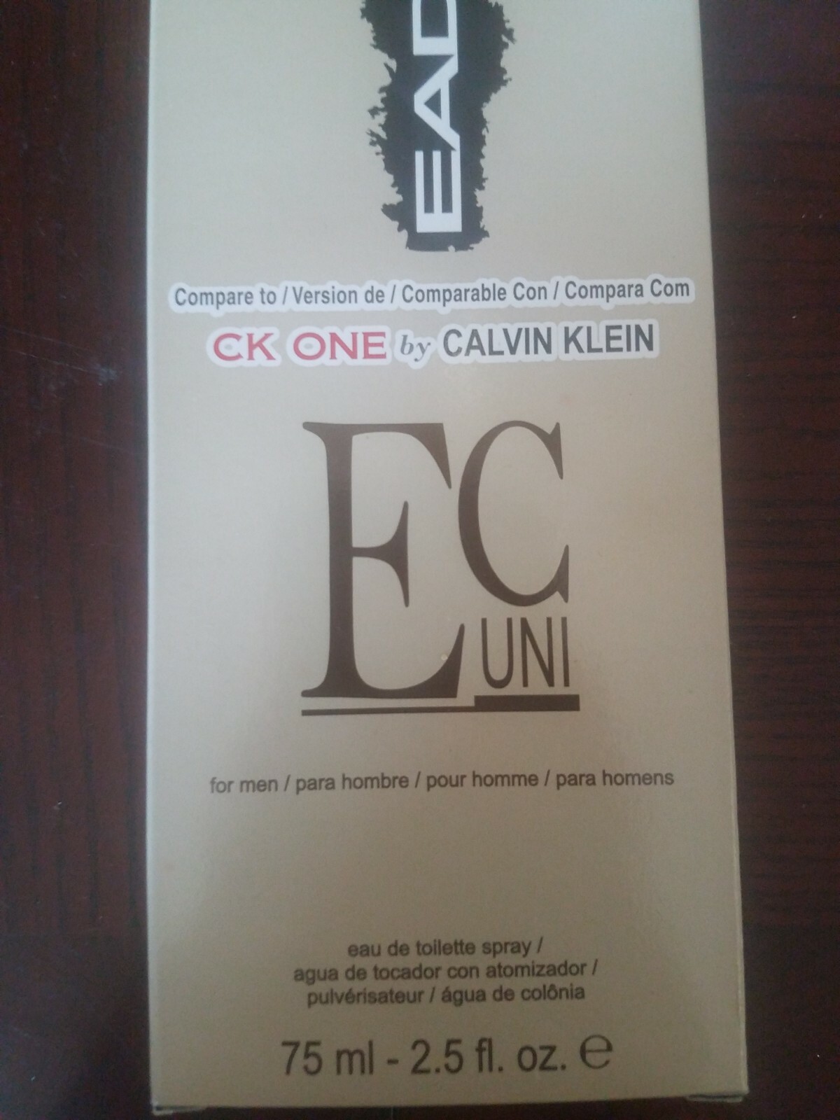 EAD EC Uni for Men Eau De Toilette Spray 2.5 Oz 75ml Compare to Ck One ...