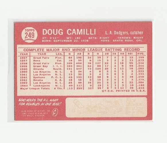 1964 Topps Baseball Doug Camilli #249 - Los Angeles Dodgers | eBay