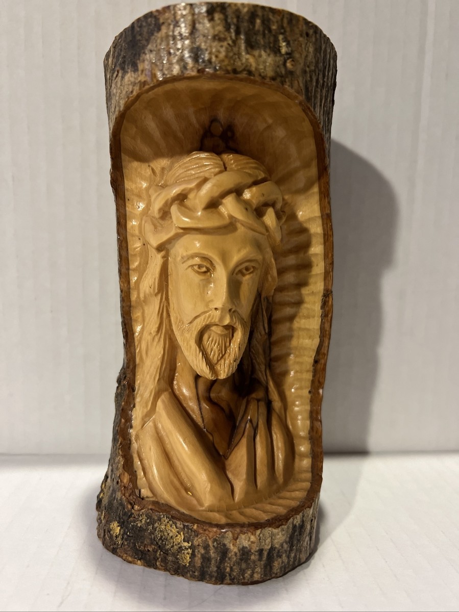 Jesus Olive Wood Log Carvings