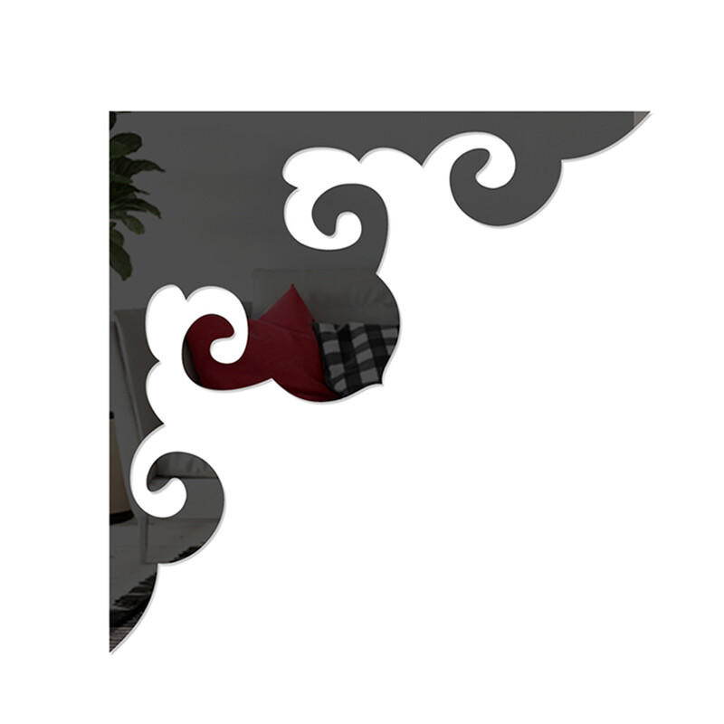 4Pcs 3D Acrylic Mirror Sticker Waist Line Wall Corner Self-adhesive ...