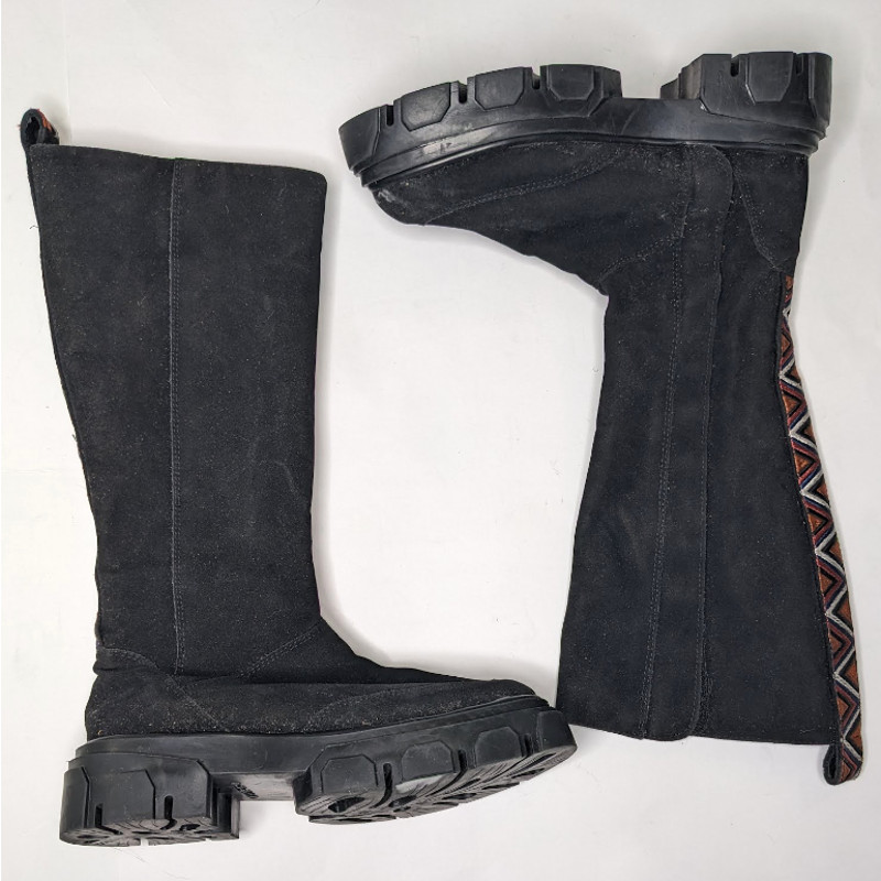 FARM RIO Black Faux Suede Long Knee High Boot size 8 - Gem