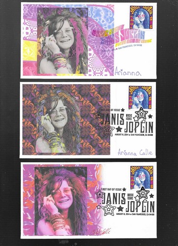 US FDC FIRST DAY COVERS # 4916 JANIS JOPLIN 2014 LOT OF 3 BY ARIANNA ...