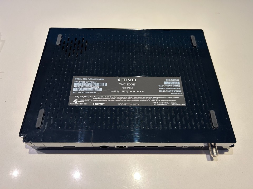 Gently Used TIVO EDGE MG3-R/ZP0J/0322/2000 DVR STREAMING MEDIA PLAYER w ...