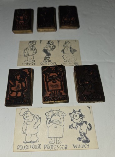 6 Rare Vintage POPEYE Rubber Stamps Wood Mounted Winky Rough House ...