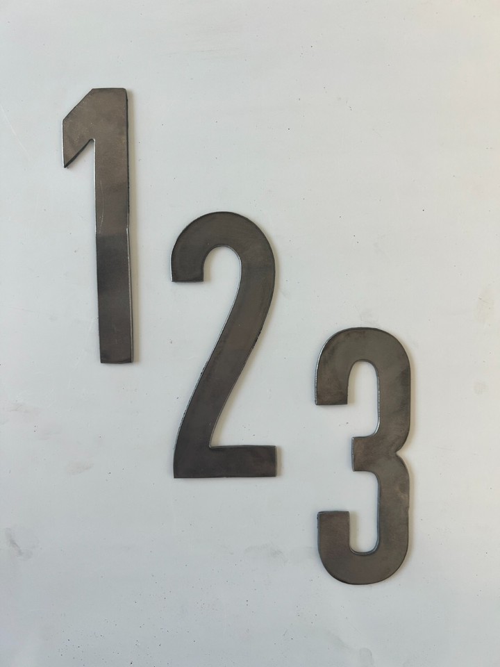 4 Inch Metal Numbers & Letters Rusty or Natural Finish Mounting Holes ...
