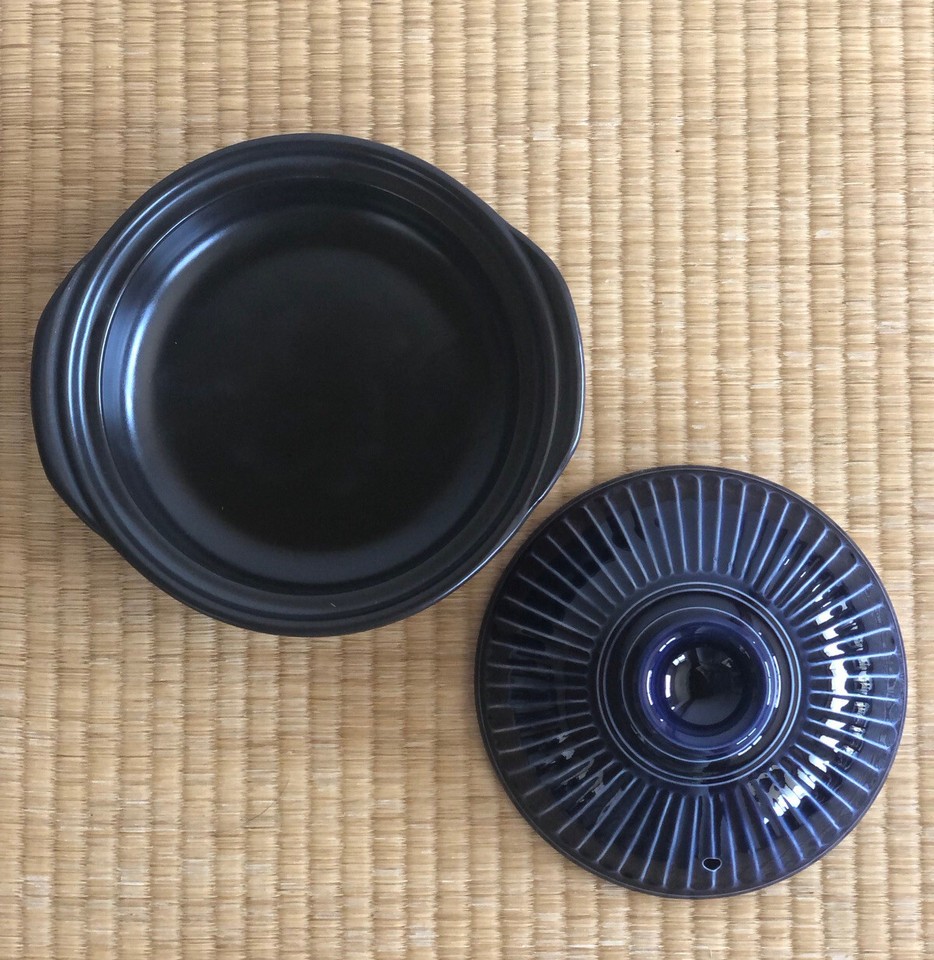Banko ware 1-2ppl Donabe KIKUHANA Hot Pot Clay Earthenware Modern Blue ...