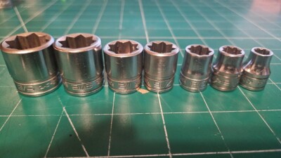 Snap-on Tools 7pc 3/8" Drive 1/4" - 5/8" SAE 8pt Double Square Socket ...