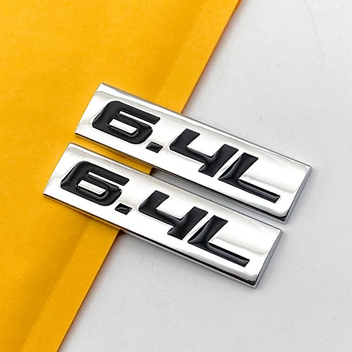 2x Black Chrome Side Fender 6.4L Metal Logo V6 V8 Engine Emblem Racing ...