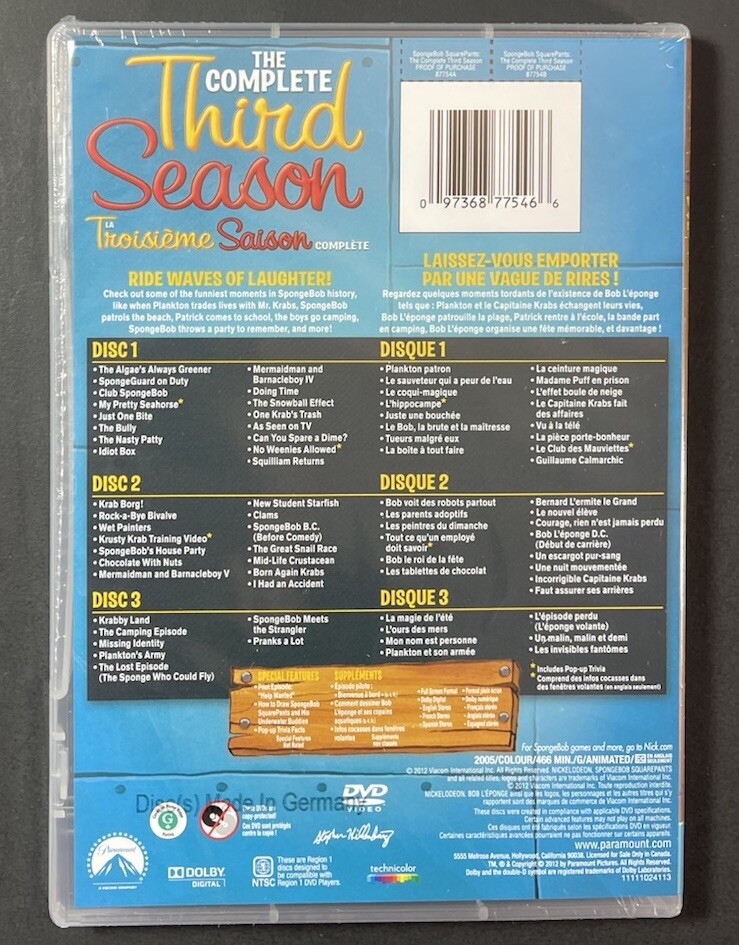 SpongeBob SquarePants [ The Complete Third Season ] (DVD) NEW | eBay